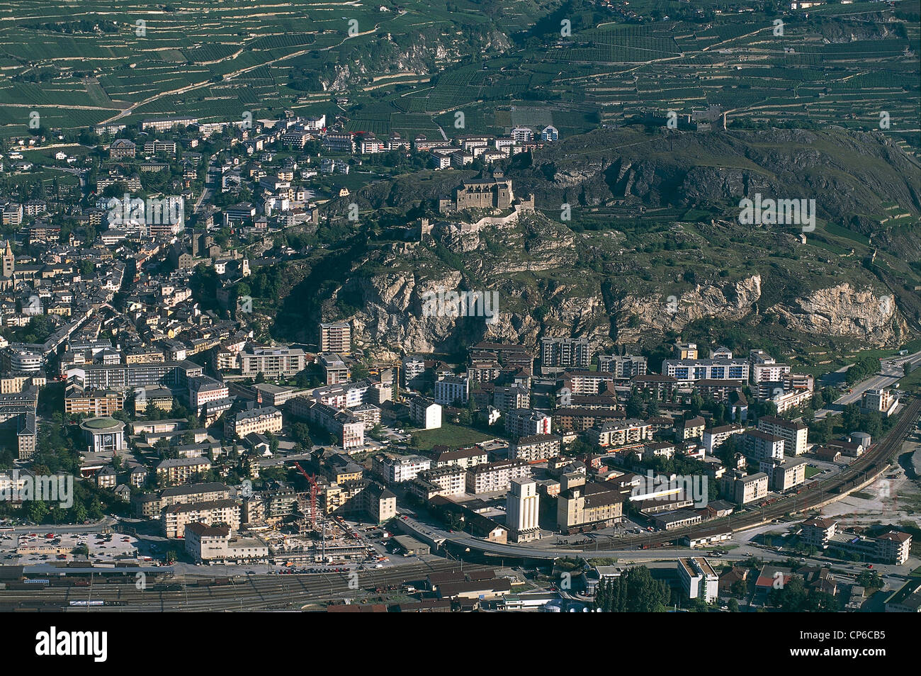 Switzerland - Canton Valais - Sion. Aerial view Stock Photo - Alamy