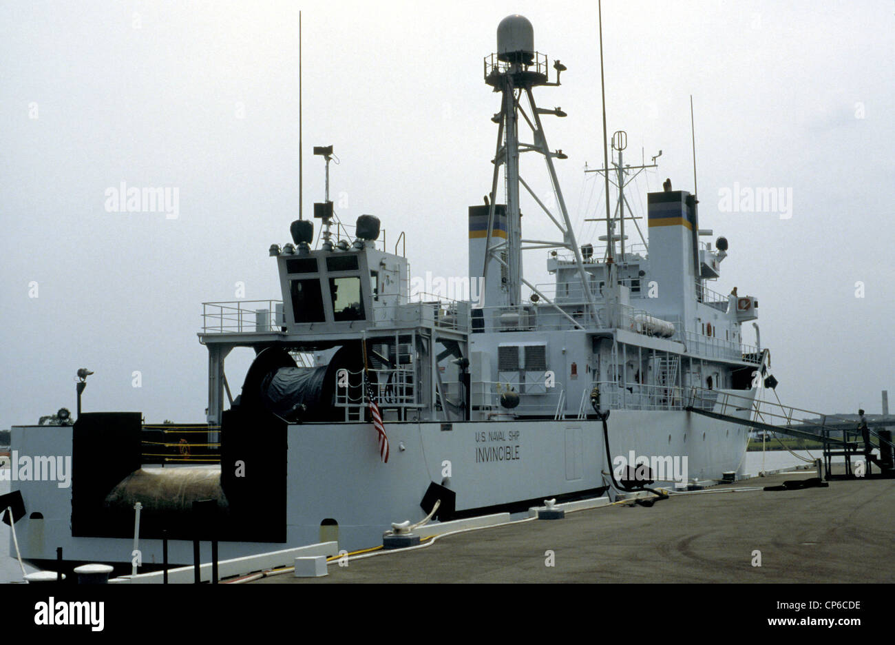 The USNS Invincible (T-AGOS-10), a surveillance ship used for tracking ...