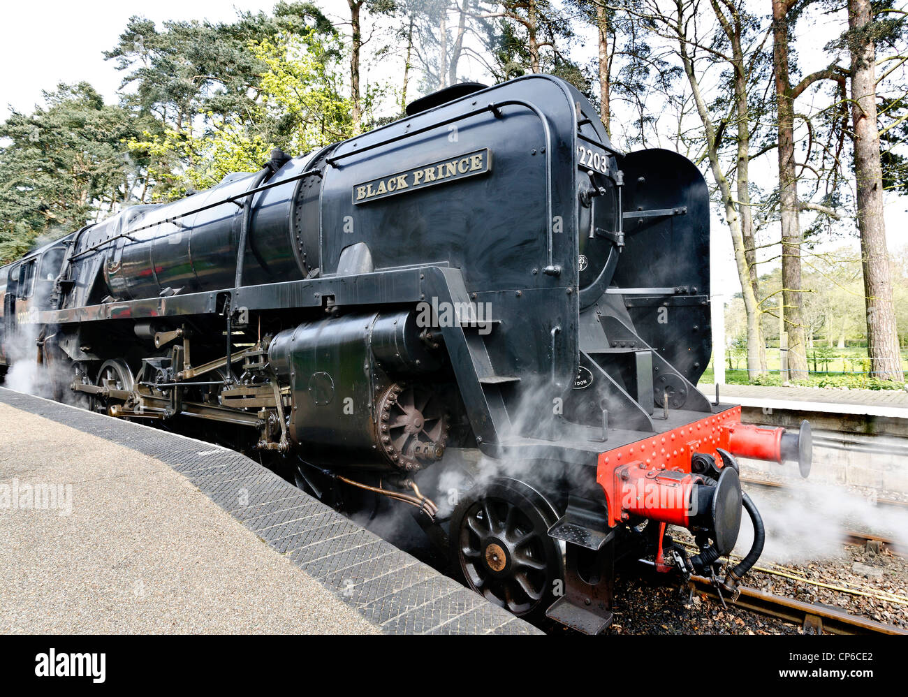 The "Black Prince" locomotive standing at Holt station on the "North ...