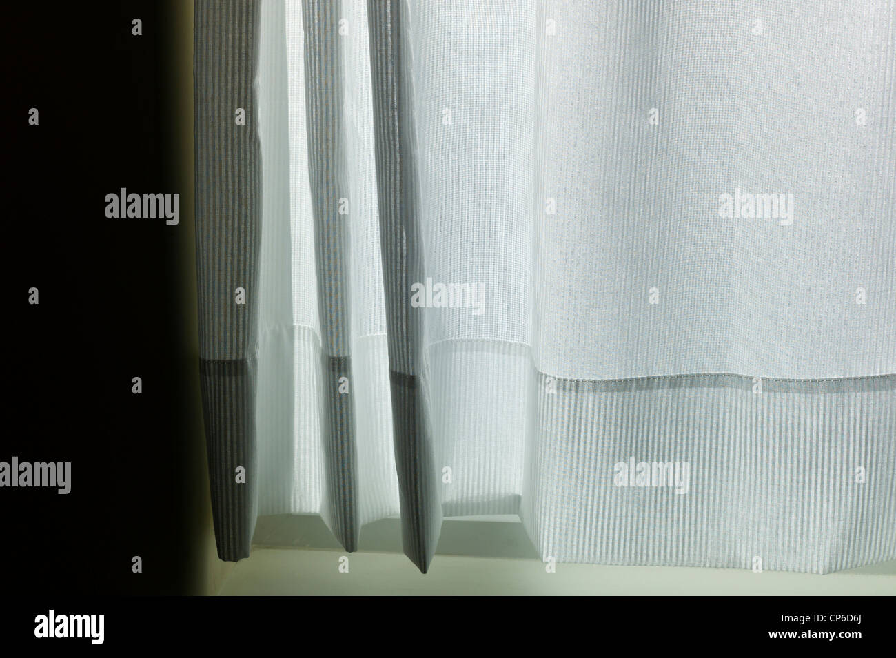 Close up view of white window curtains Stock Photo - Alamy