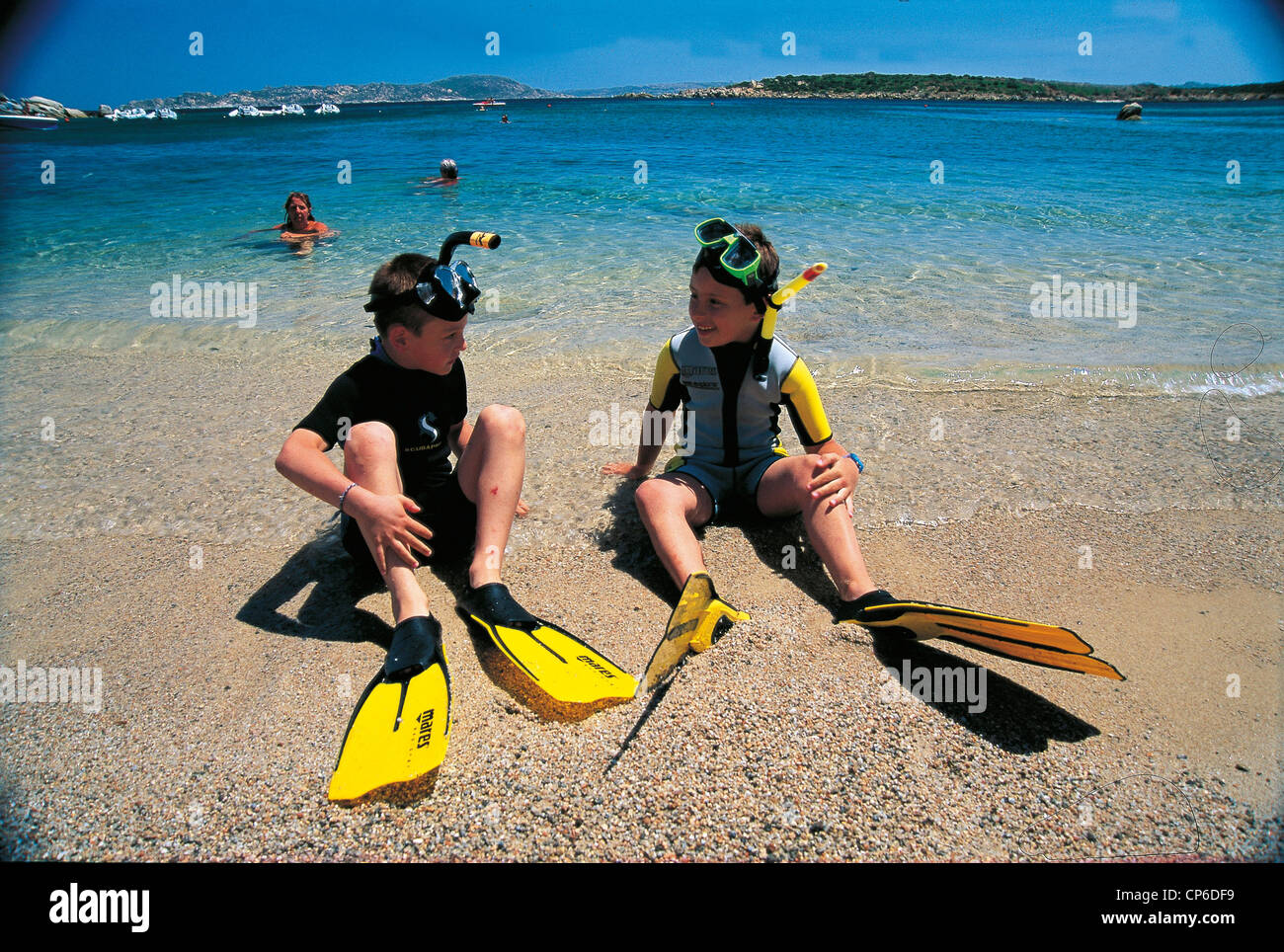 Sardinia - Palau (OT), children on the beach Stock Photo - Alamy