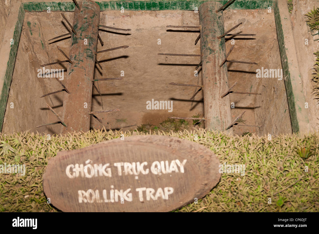 A rolling booby trap at Ben Dinh, Cu Chi, near Ho Chi Minh City ...