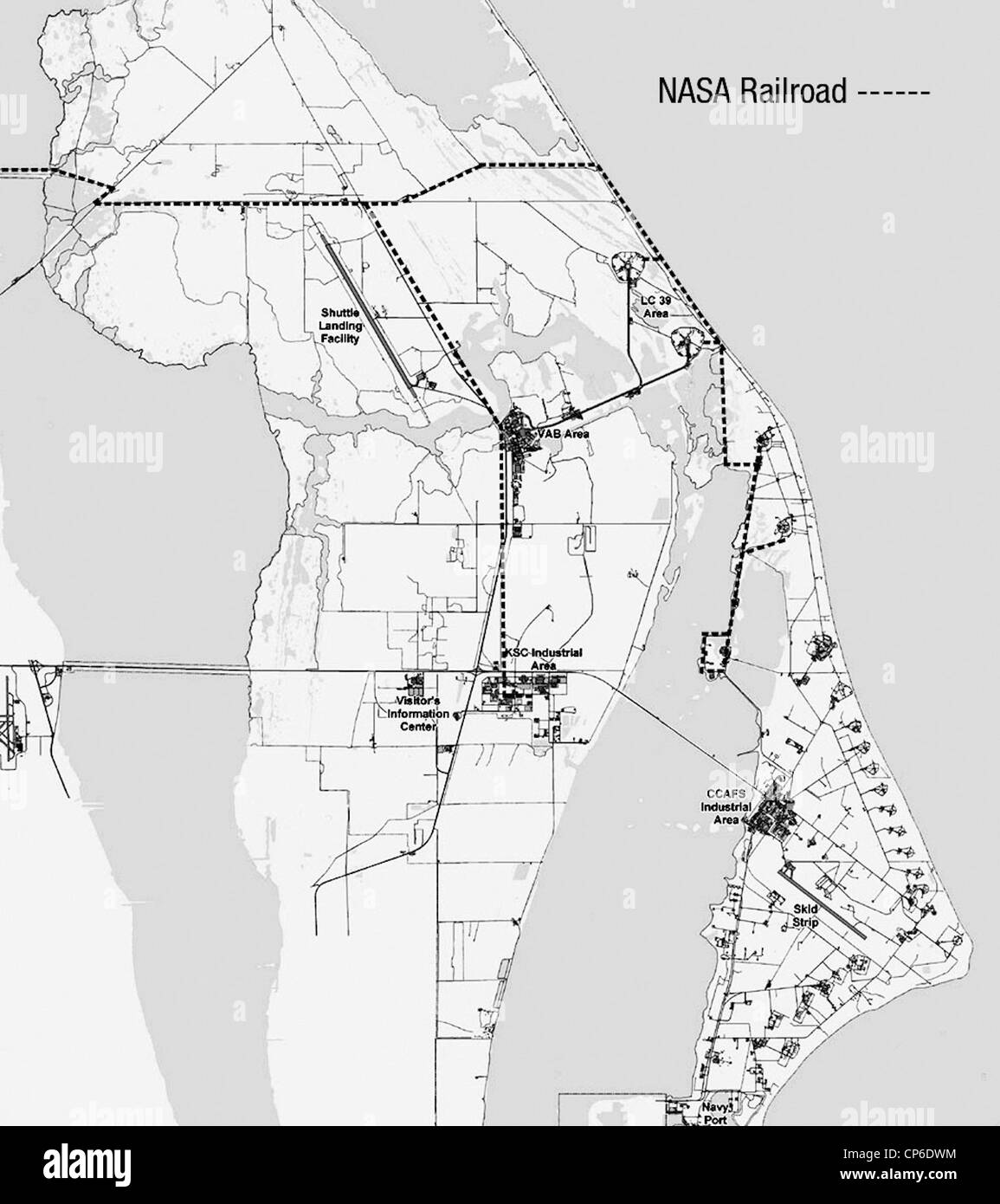 The KSC (Kennedy Space Center) NASA Railroad map illustrates the layout ...
