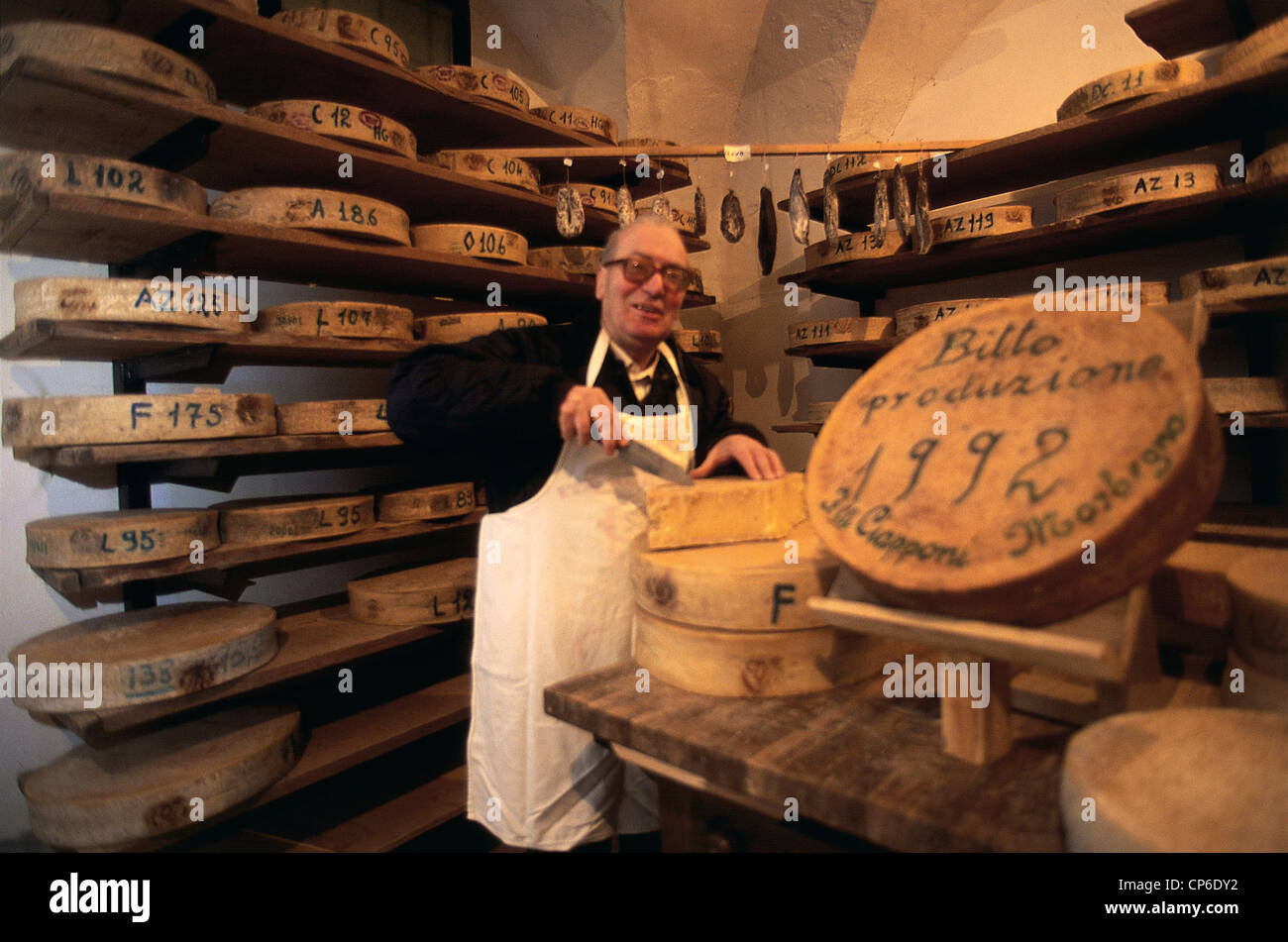 LOMBARDY - Valtellina. Typical products, cheese production BITTO Stock ...