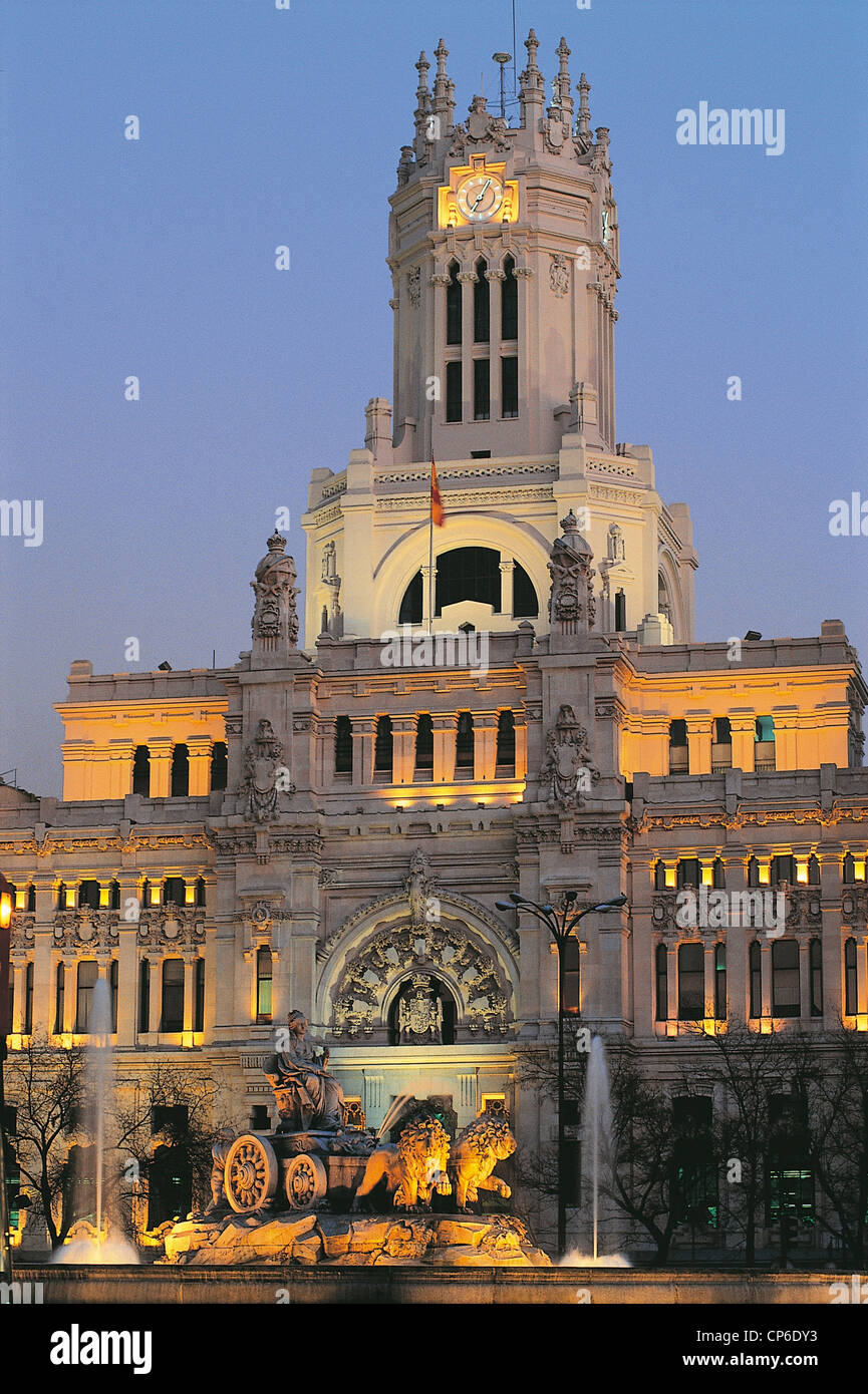 Spain - Madrid, Plaza de Cibeles fountain in the eighteenth century ...