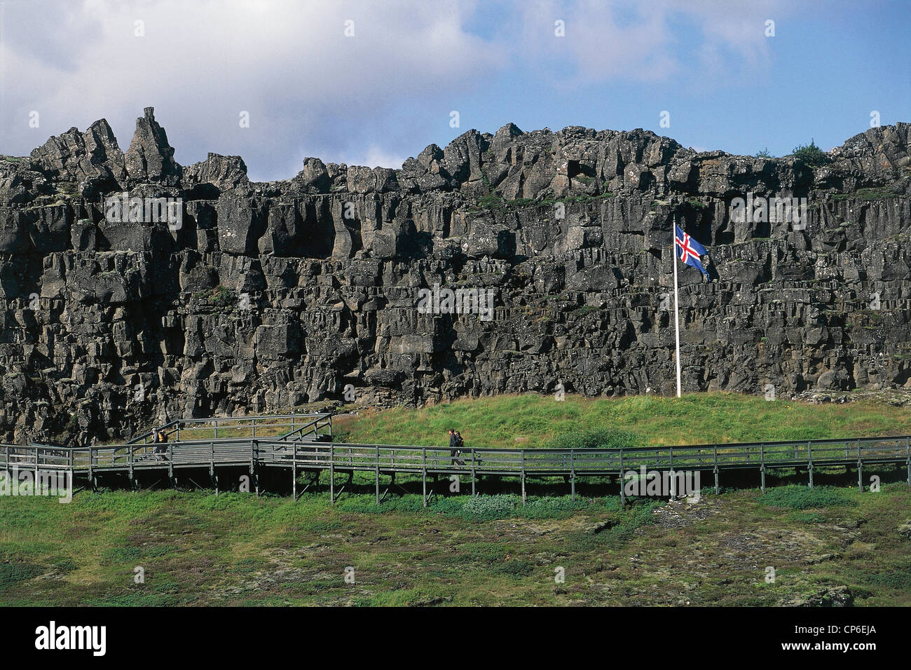 Iceland - Arnessysla - Thingvellir. The Logberg (Rock of the Act ...