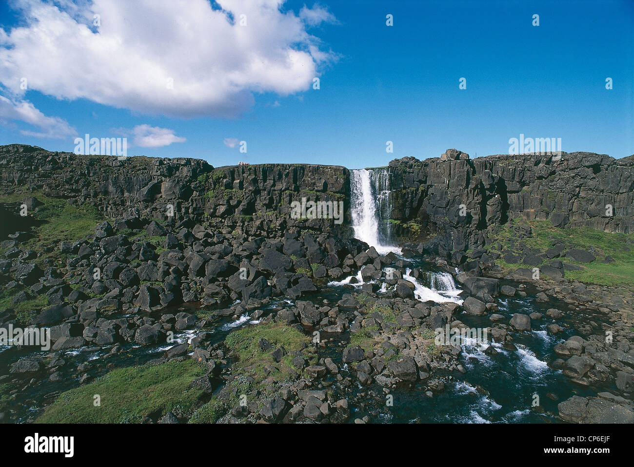 ICELAND - THE FALLS RIVER ARNESSYSLA Thingvellir OXARA ' Stock Photo ...