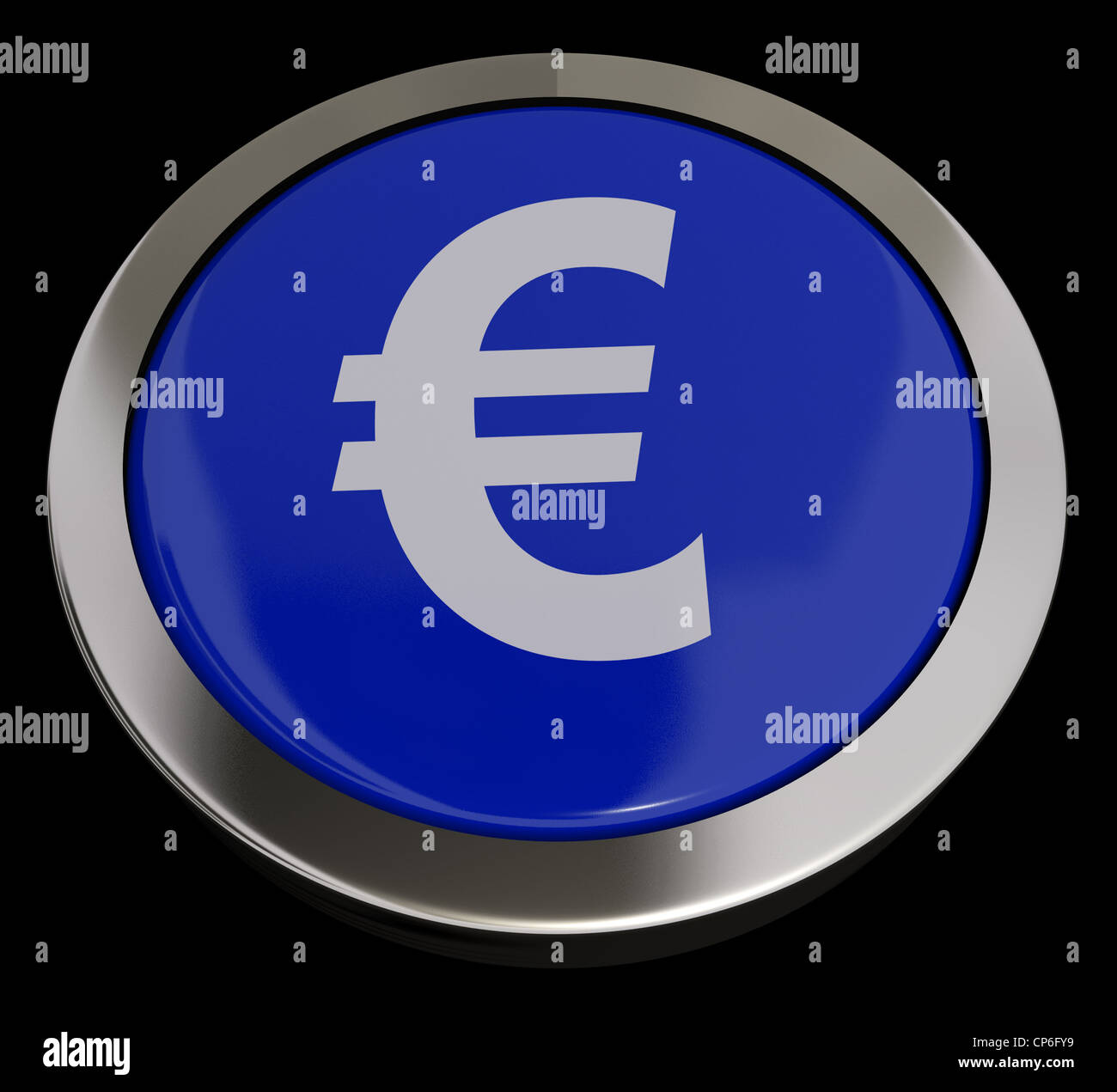 Euro Symbol Button In Blue Showing Money And Investments Stock Photo ...