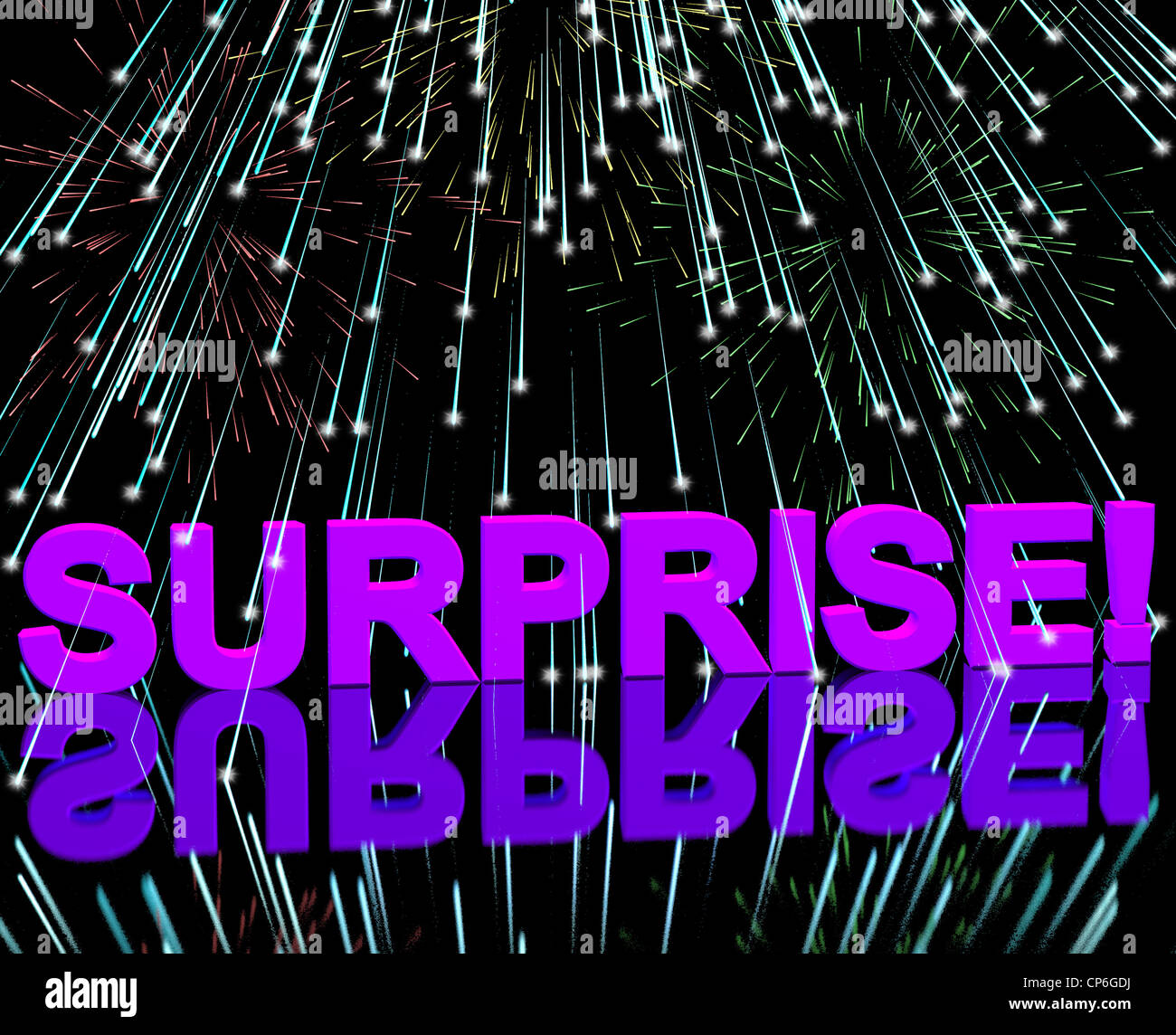 Surprise Word And Fireworks Showing Shock And Celebrations Stock Photo ...