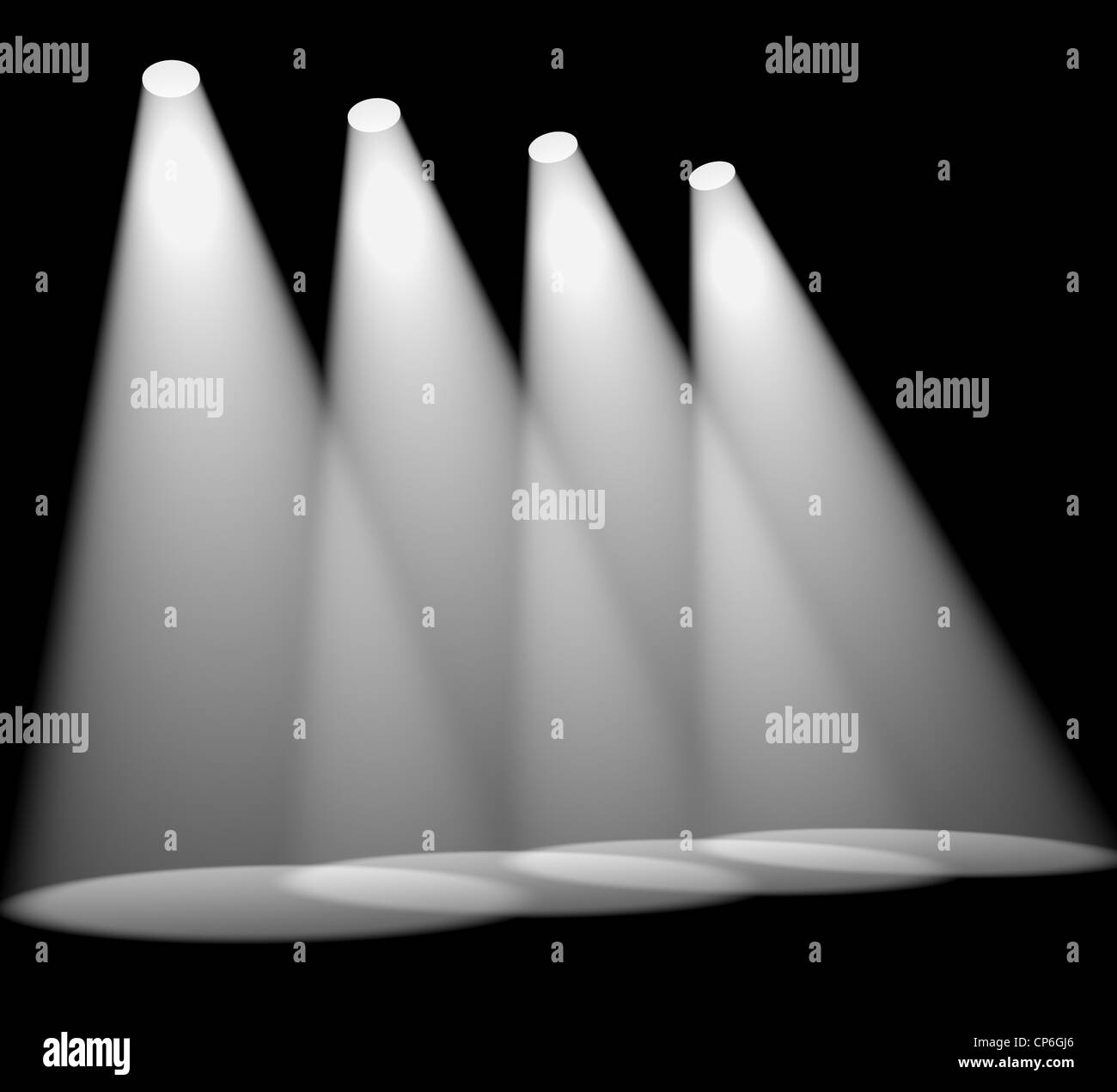 Four White Spotlights In Row On Stage For Highlighting Products Stock ...