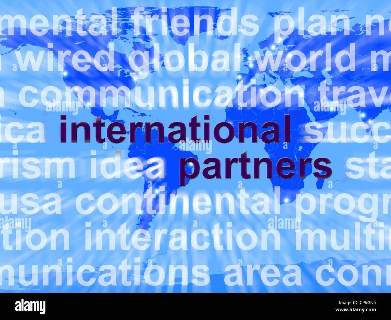 International Partners Words On Map Shows Globalization And Global ...
