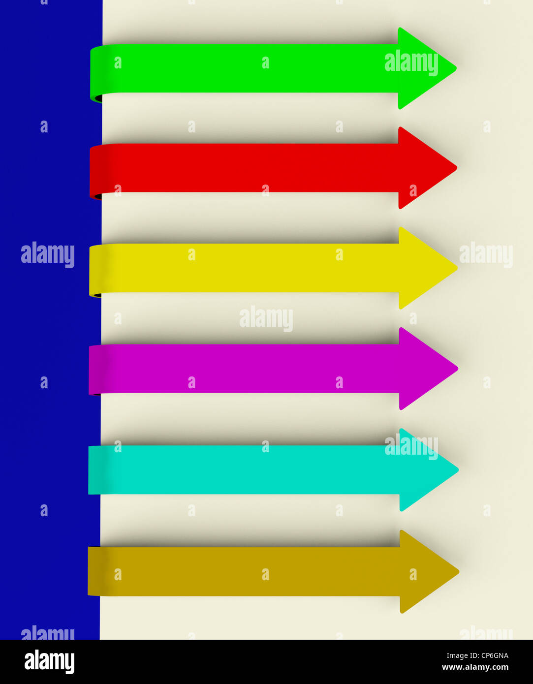 Six Multicolored Long Arrow Tabs Over Paper For Menu Lists Or Notes ...