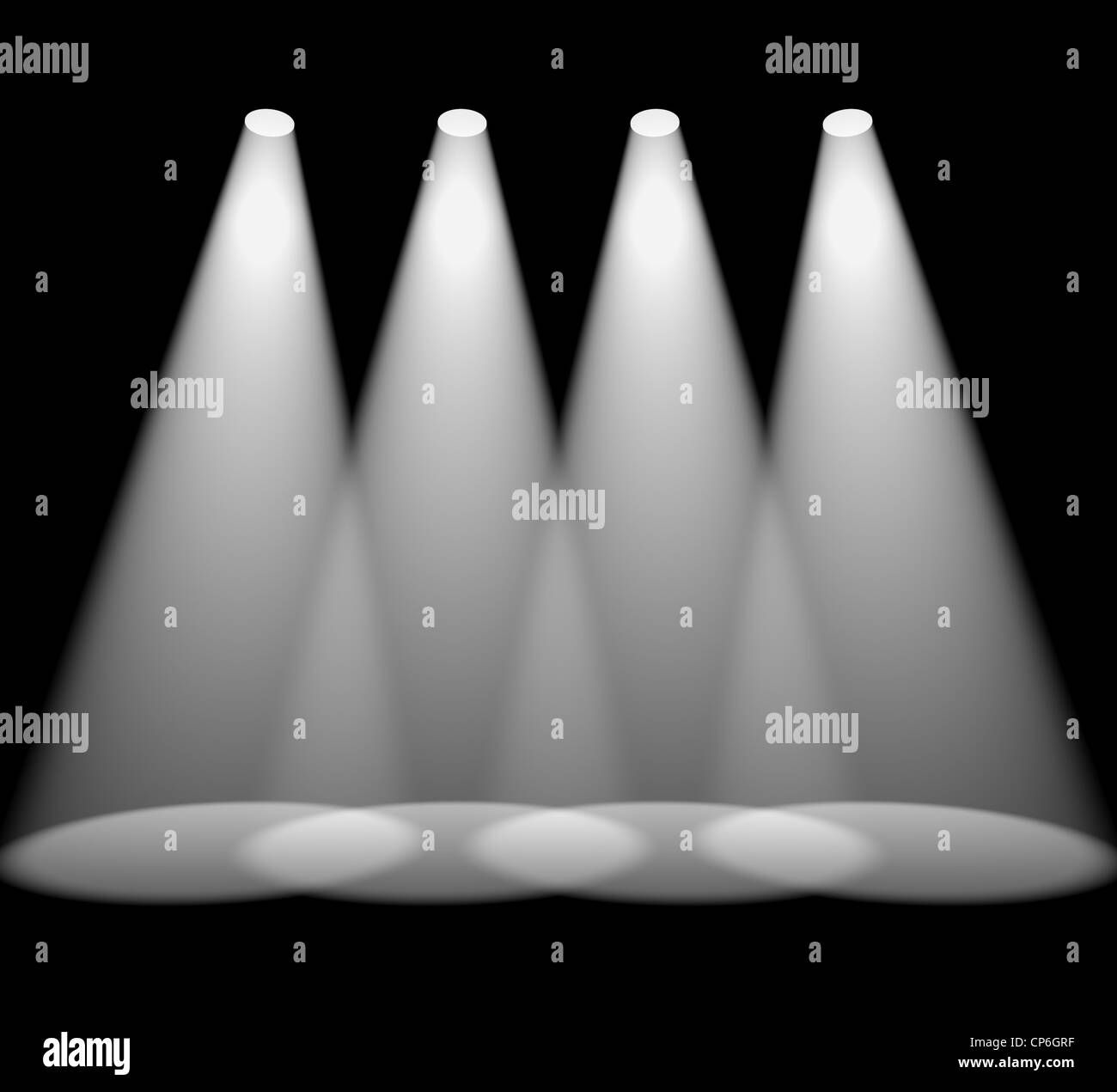 Four White Spotlights In A Row On Black For Highlighting A Product ...
