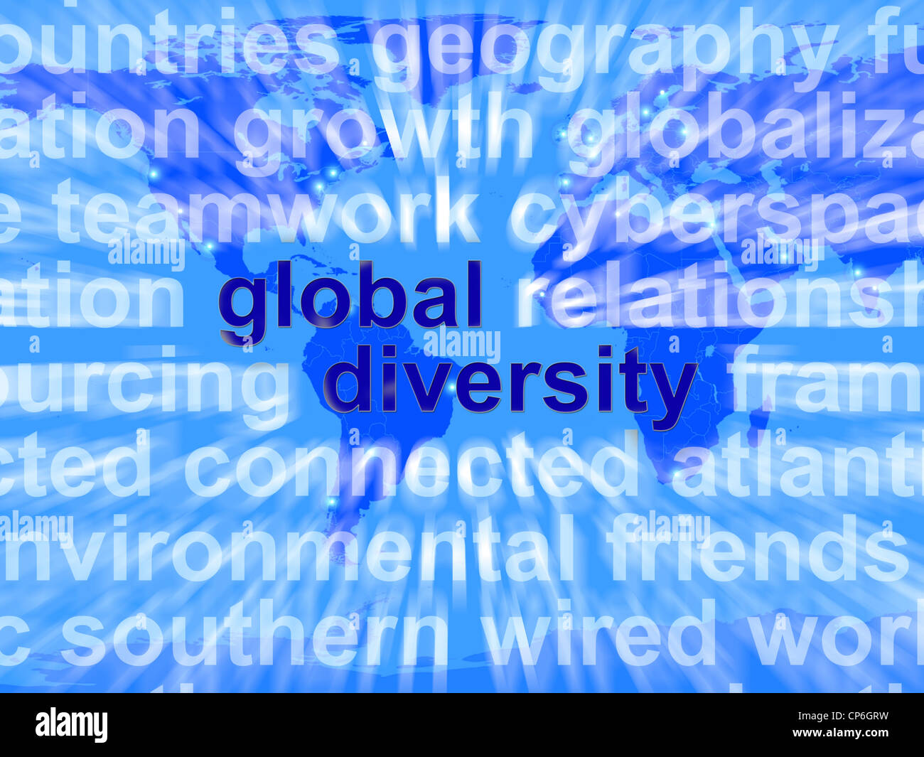 Global Diversity Words Shows Diverse Ethnic People Worldwide Stock ...