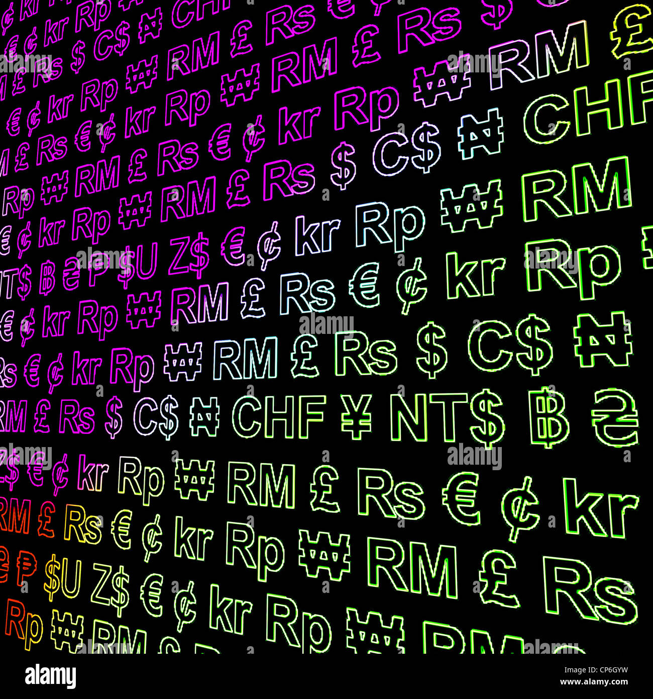 Currency Symbols Glowing In Colors Showing Exchange Rates And Financing ...
