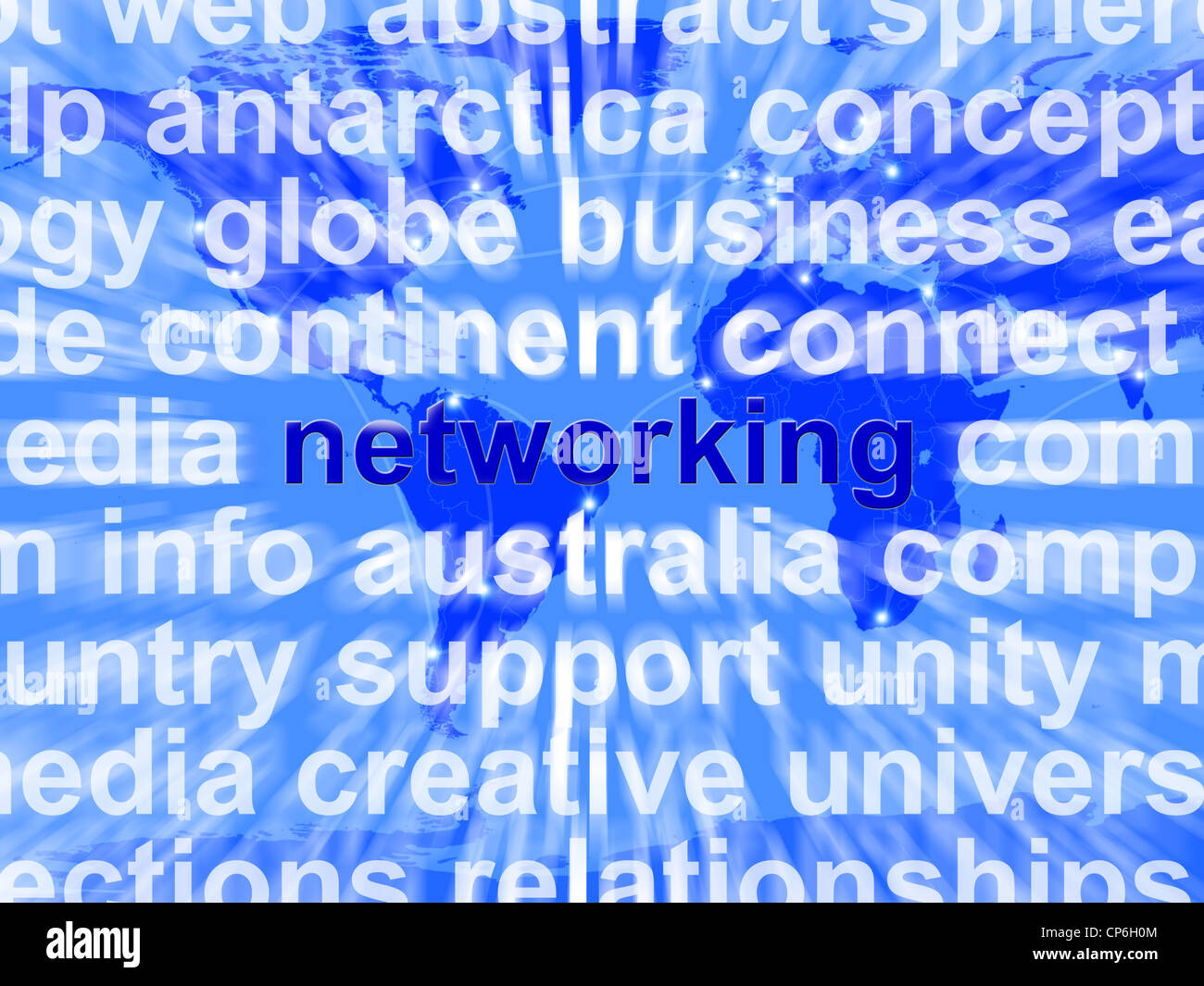 Networking Word Over World Background Showing Relationships And ...