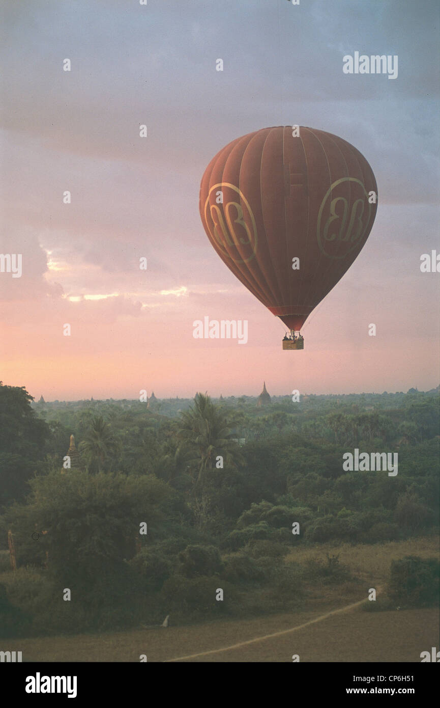 Myanmar (Burma) - Bagan (Pagan), balloon above the archaeological site ...