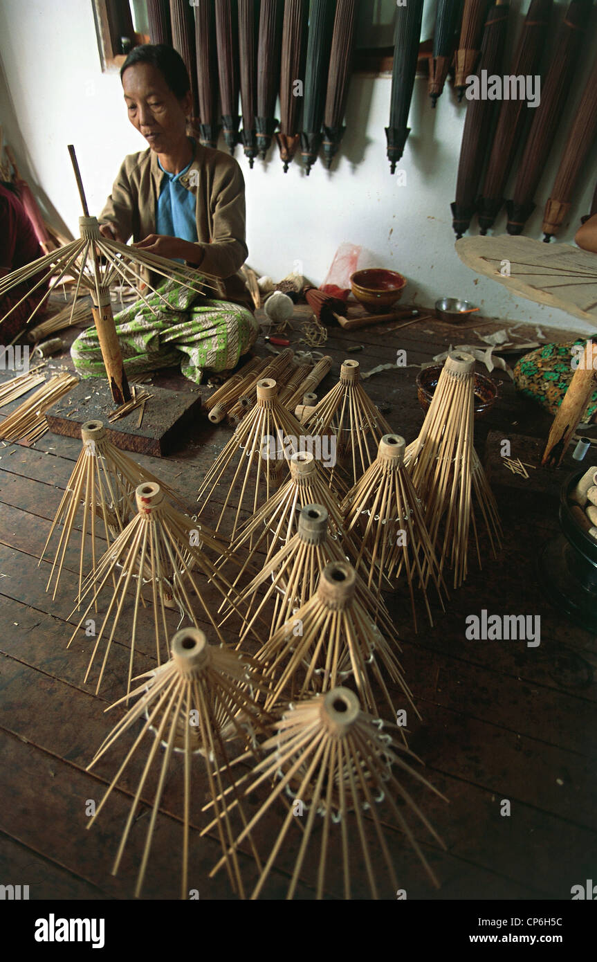 Myanmar (Burma) - Around Heho, craft umbrellas Stock Photo - Alamy