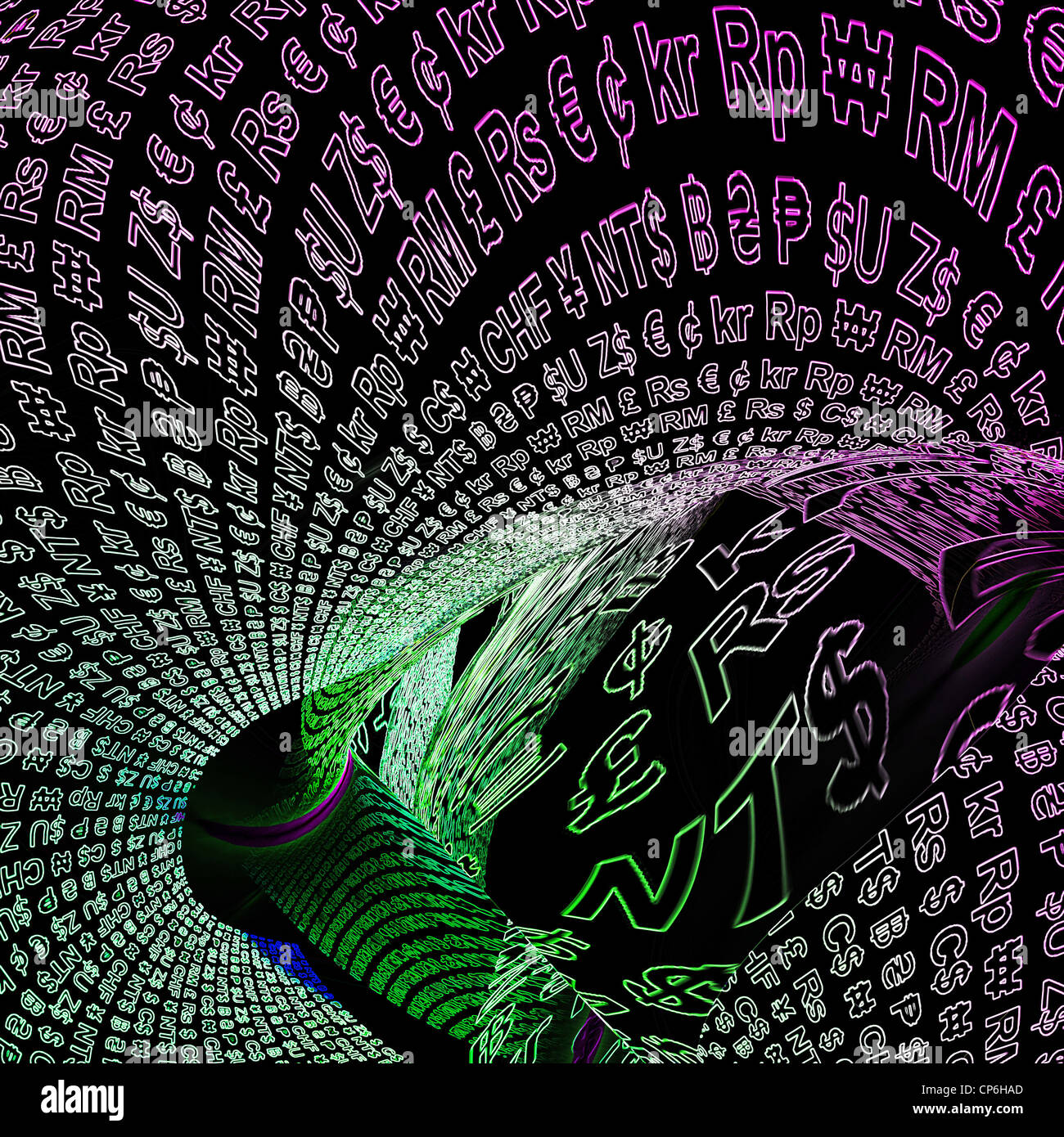 Abstract Currency Symbols Glowing Showing Foreign Exchange Rates And ...