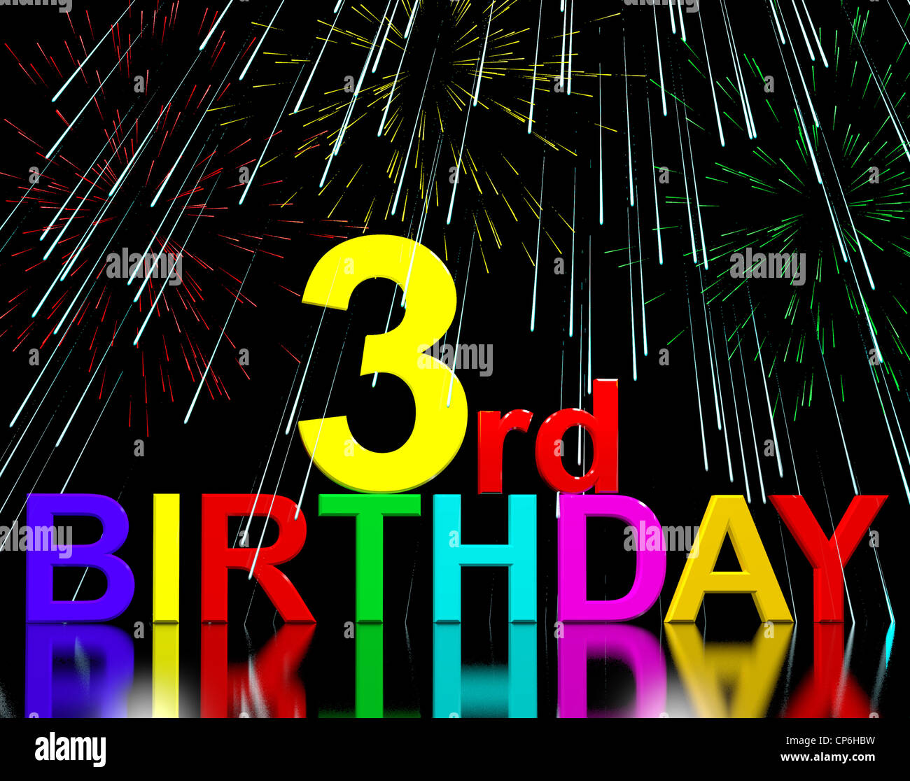 Third Or 3rd Birthday Celebrated With Fireworks Display Stock Photo - Alamy