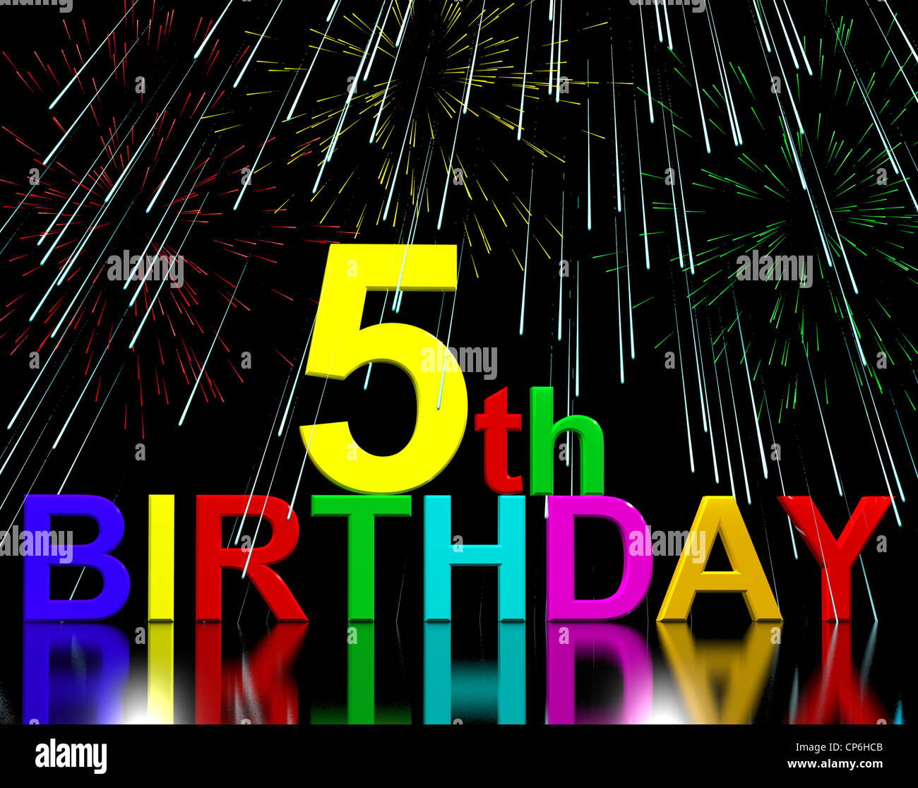 Fifth Or 5th Birthday Celebrated With Fireworks Display Stock Photo - Alamy