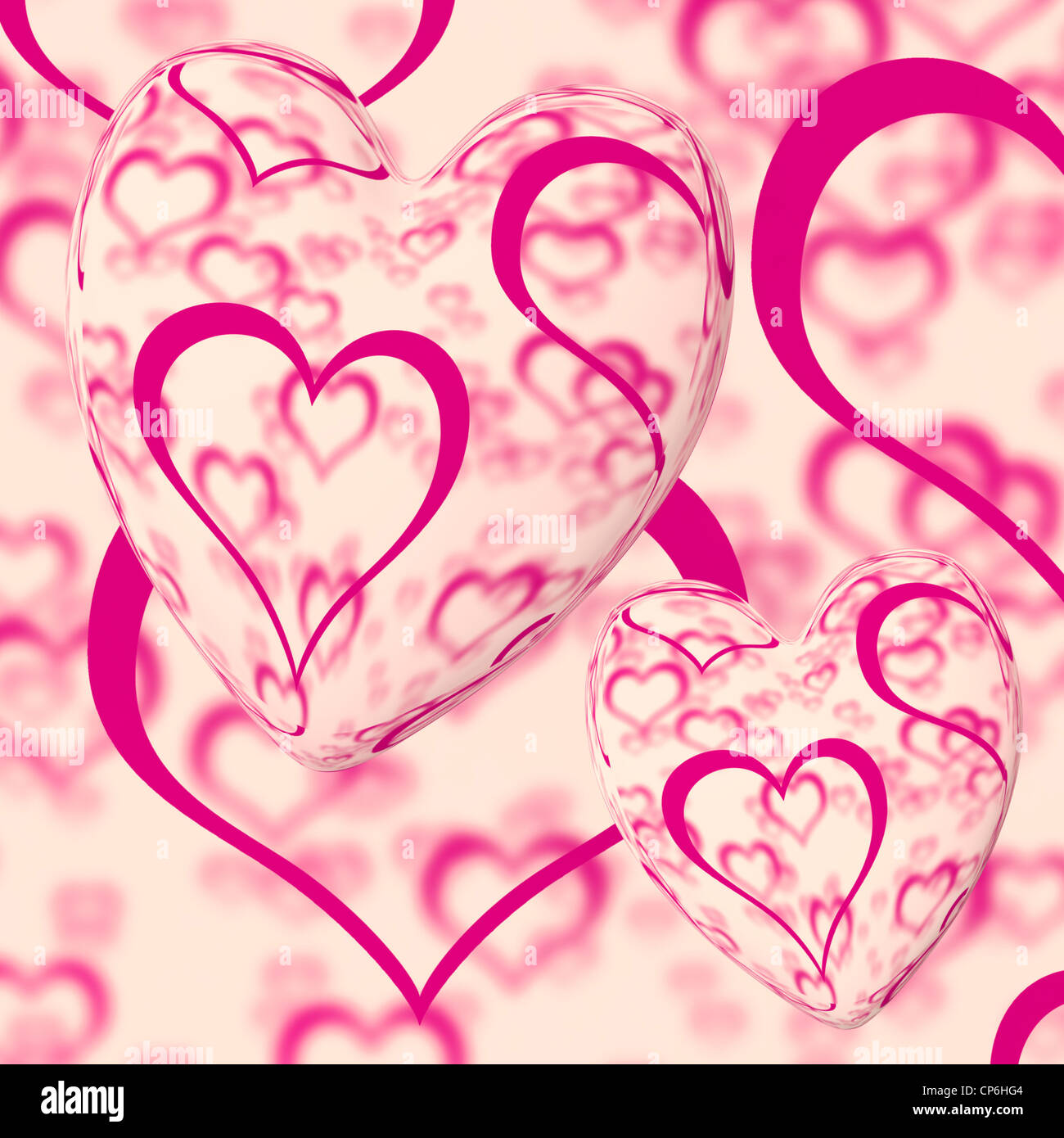 Pink Hearts Design On A Heart Background Shows Love Romance And ...