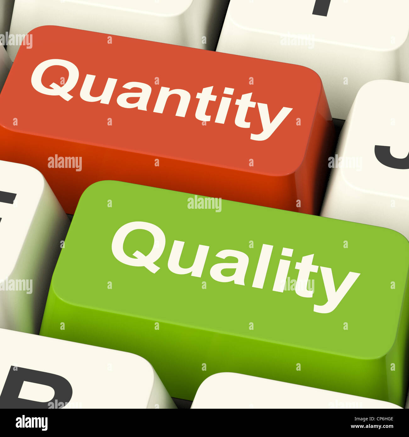 Quality And Quantity Computer Keys Showing Choice Between Excellence Or ...