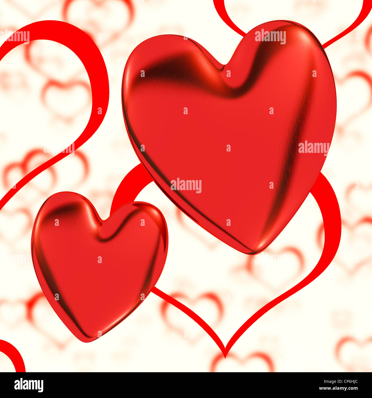 Red, Hearts On A Heart Background Showing Love Romance And Romantic ...