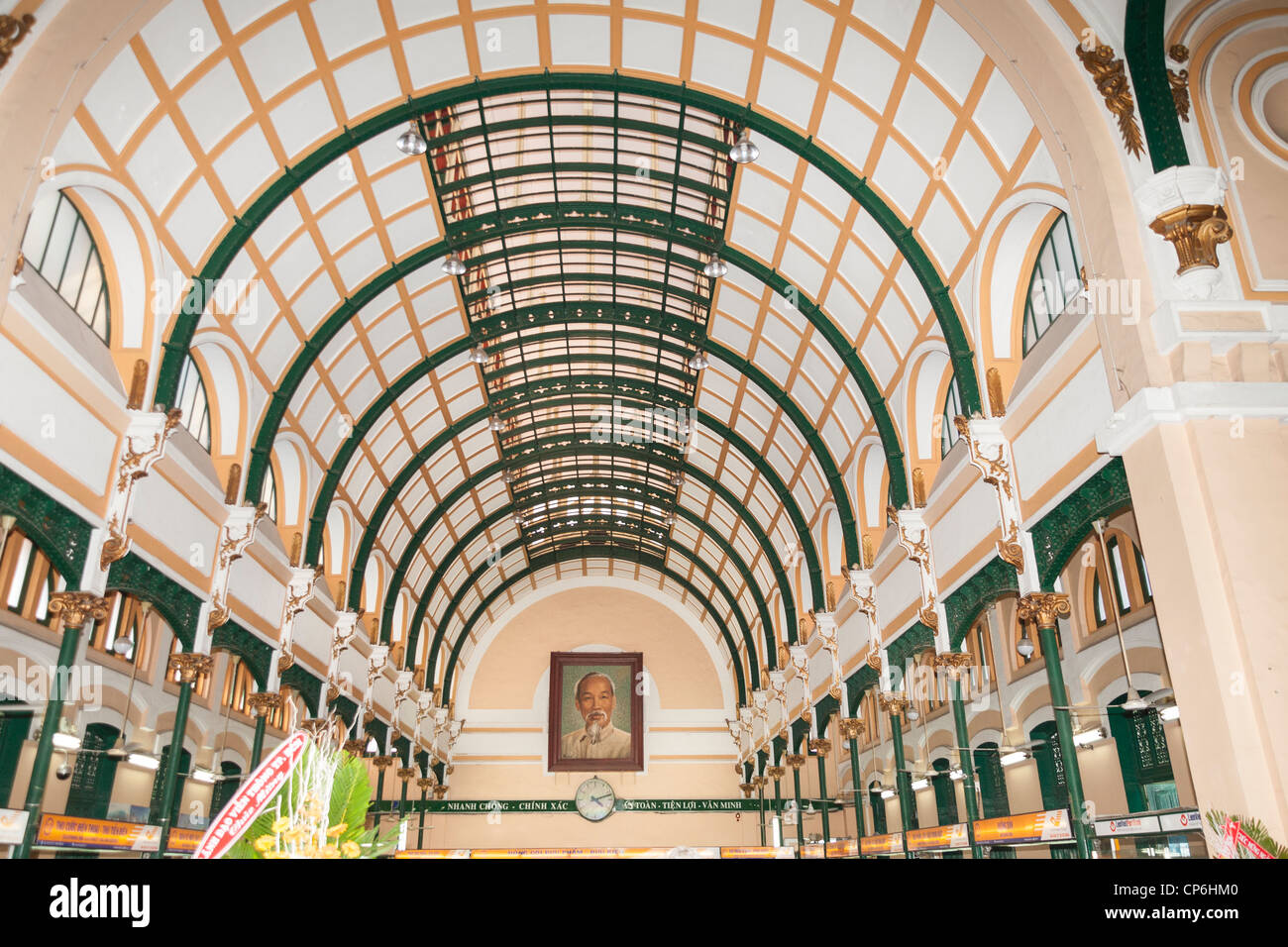 Interior of the Central Post Office, Ho Chi Minh City, (Saigon ...