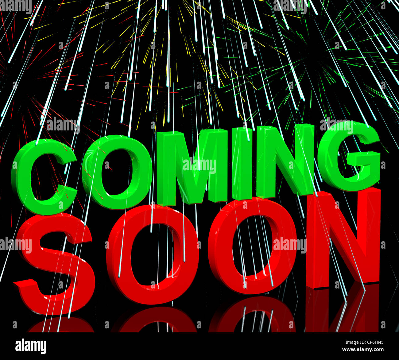 Coming Soon Words With Fireworks Shows New Product Arrival Announcement ...