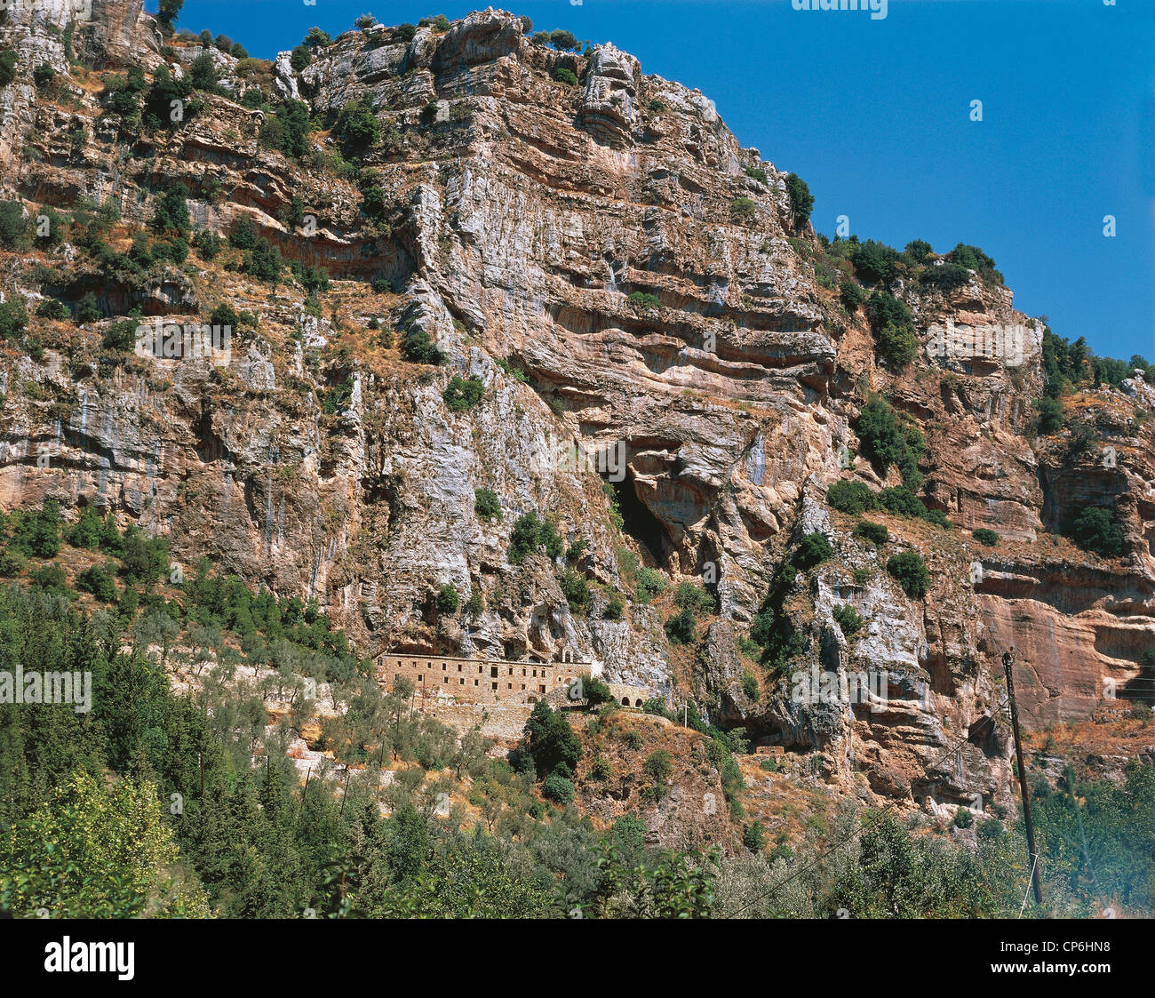 Lebanon - Kadisha Valley. Cave monastery, the valley and 'community ...