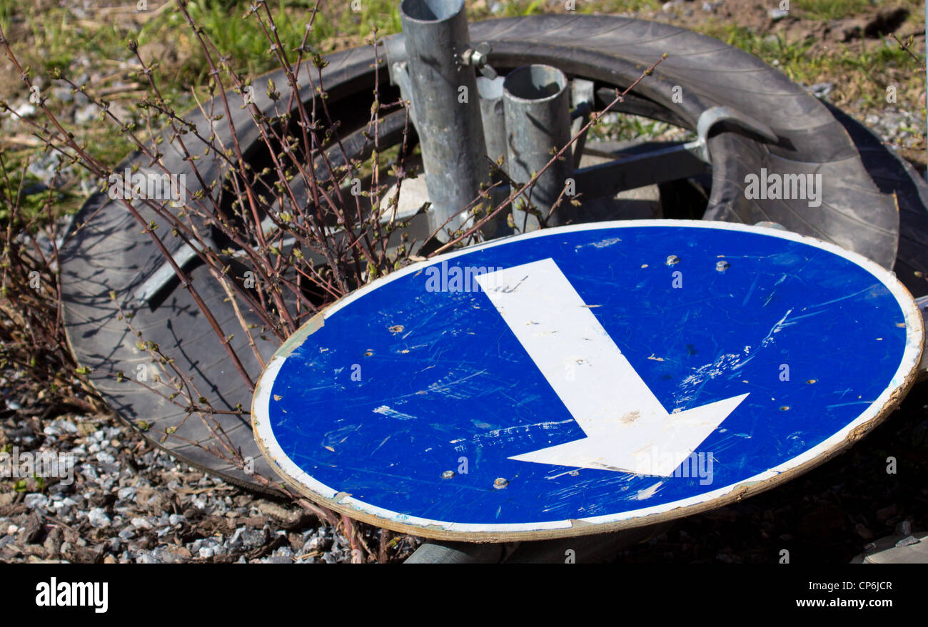fallen traffic sign Stock Photo - Alamy