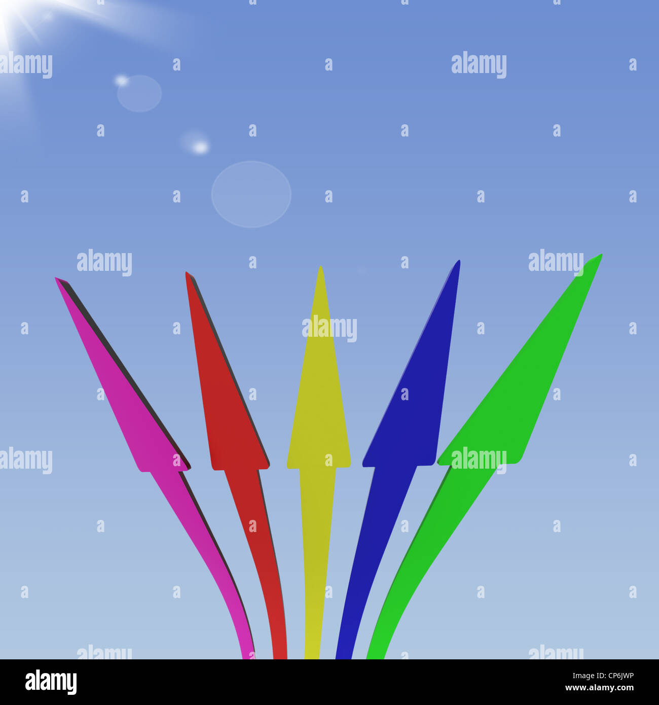 Group Of Arrows Pointing Up To The Sky Shows Progress Or Improvement ...