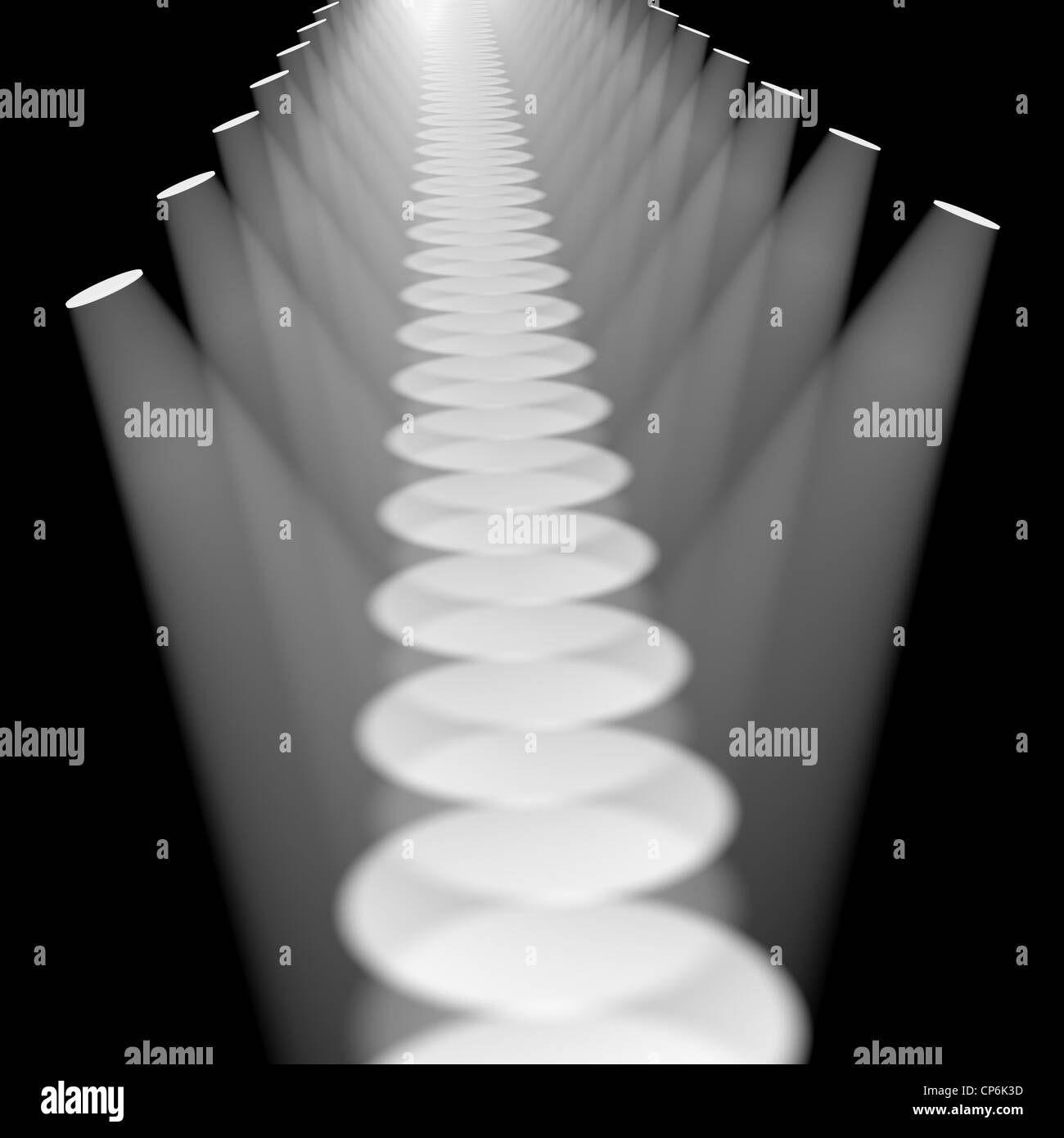 Multiple White Spotlights In Row On Stage For Highlighting Or Path ...