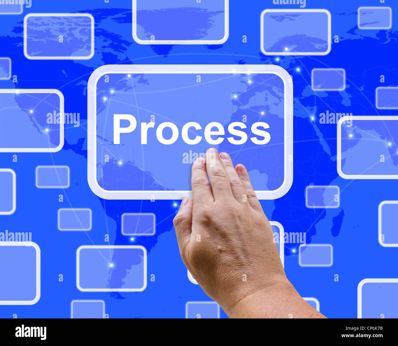 Pushing A Process Button Representing Controlling A System Stock Photo ...