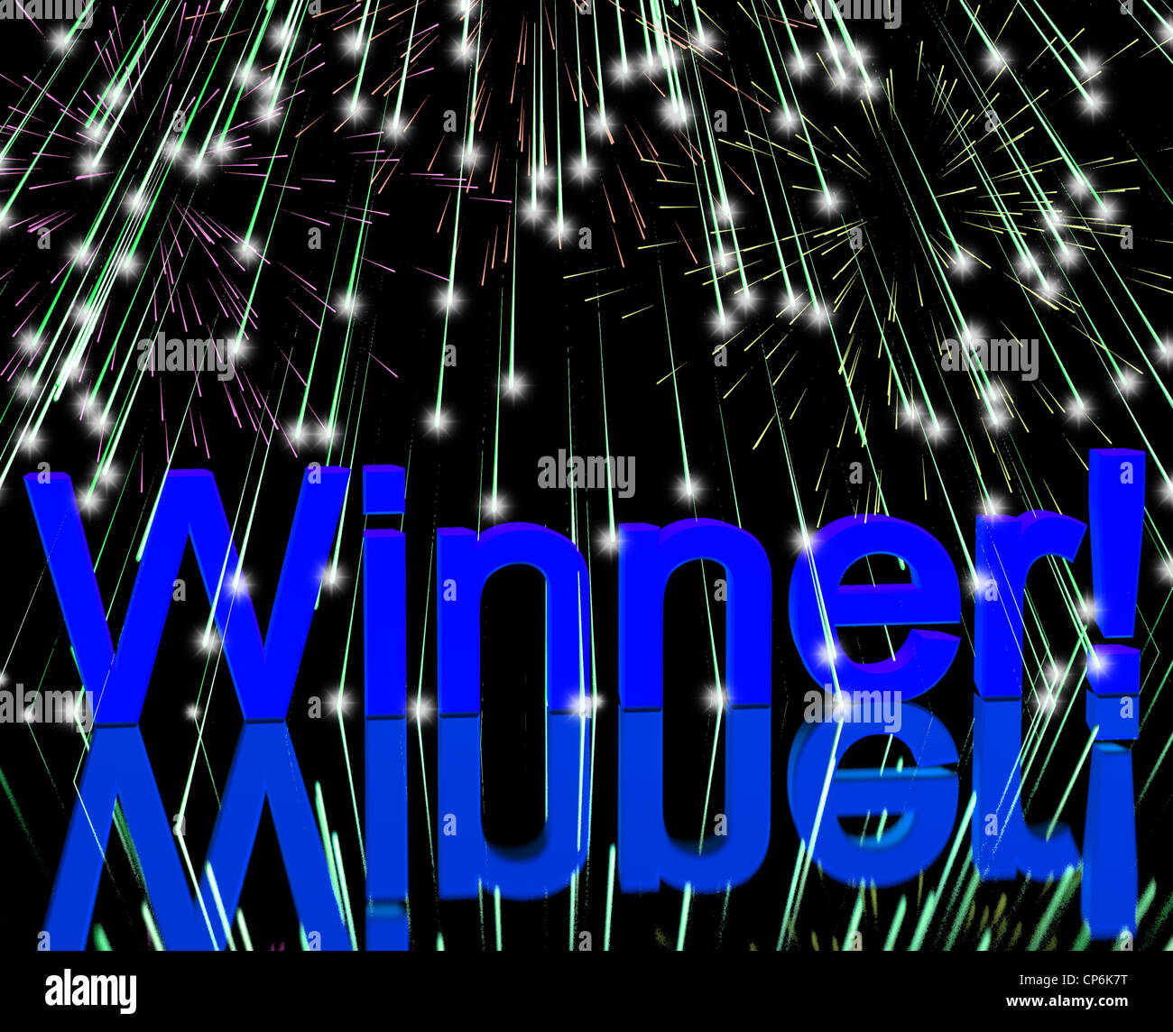 Winner Word With Fireworks Showing Successes And Victory Stock Photo ...