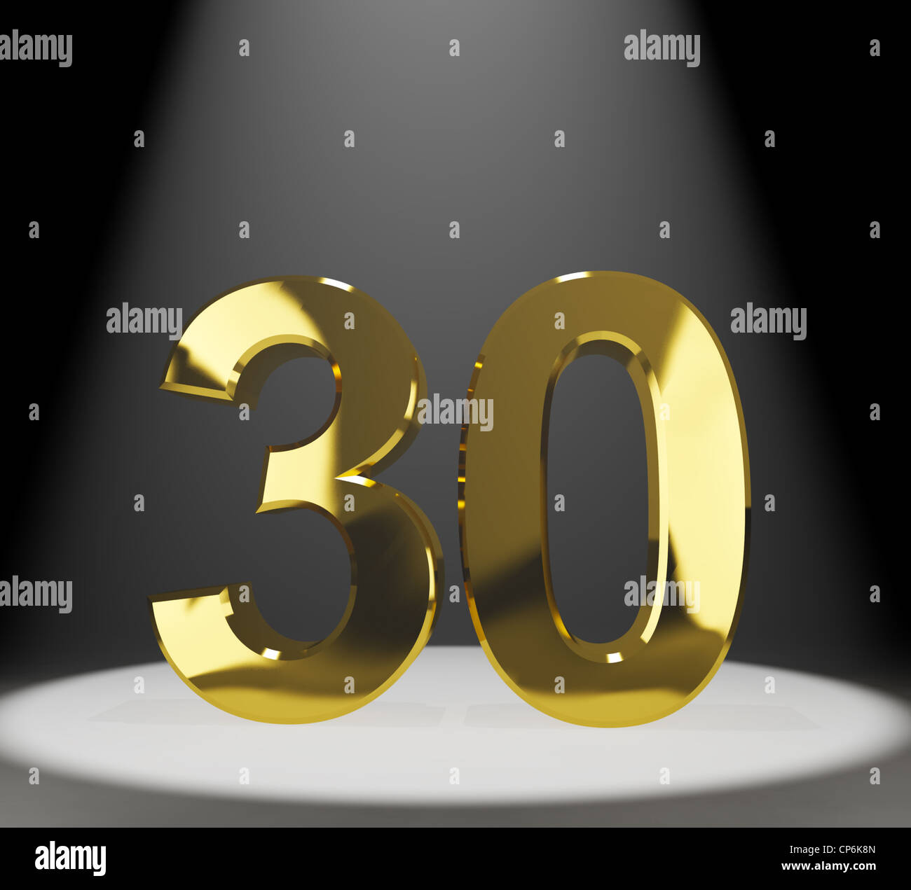 Gold 30th 3d Number Closeup Representing Anniversary Or Birthdays Stock ...