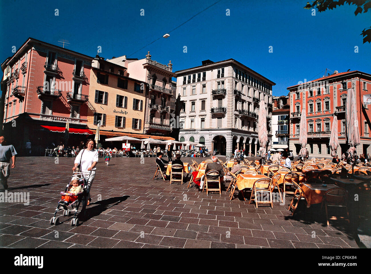 Switzerland - Ticino - Lugano, Piazza della Riforma Stock Photo - Alamy