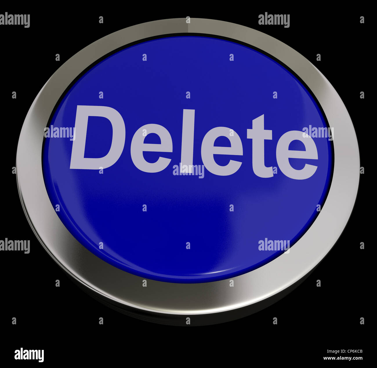 Delete Button In Blue For Erasing Trash Stock Photo - Alamy