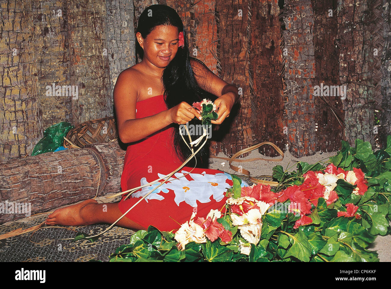 FRENCH POLYNESIA ISLANDS COMPANY 'Moorea Tiki Village YOUNG STRAW ...