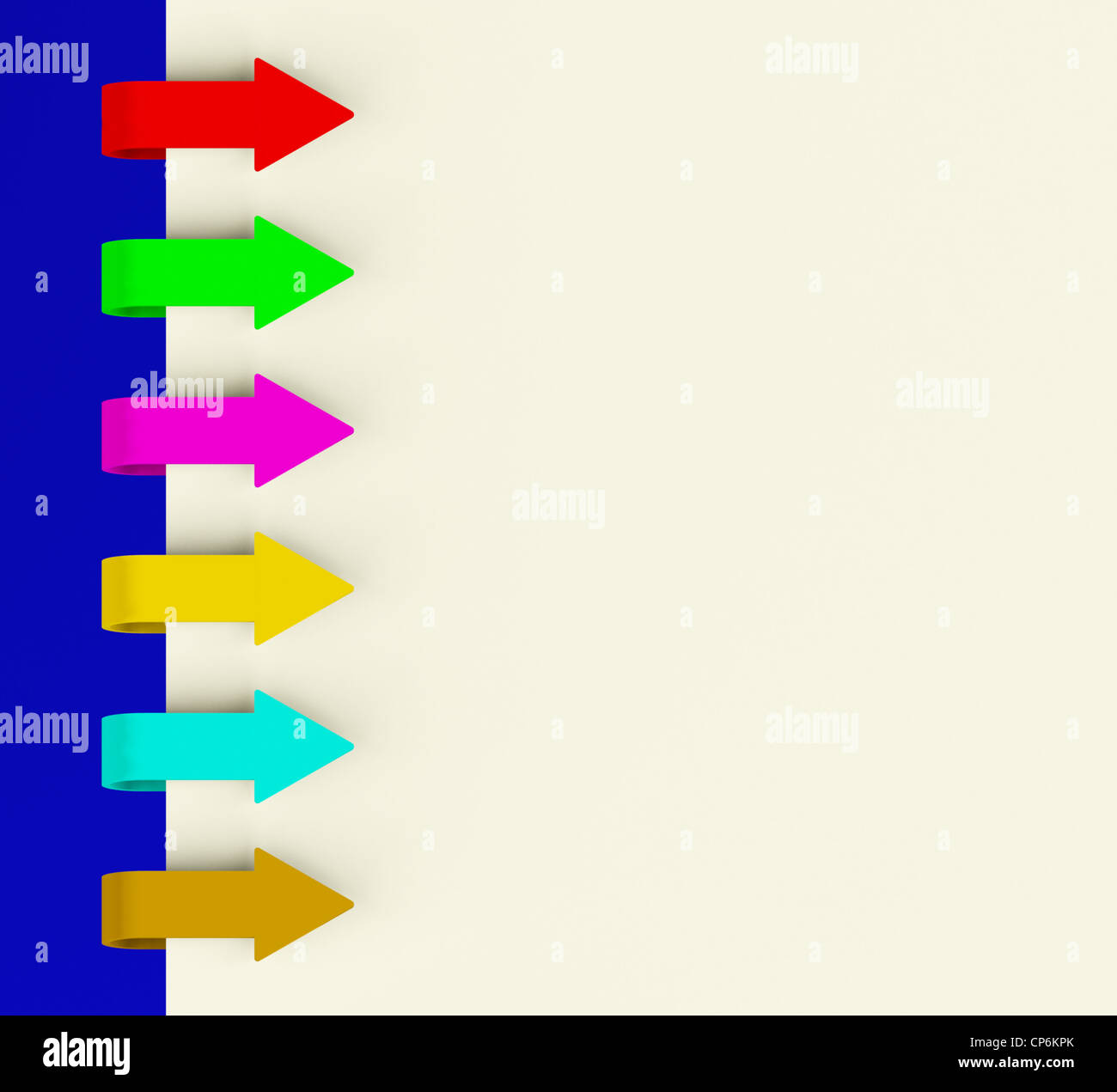 Six Multicolored Arrow Tabs Over Paper For Menu Lists Or Notes Stock ...