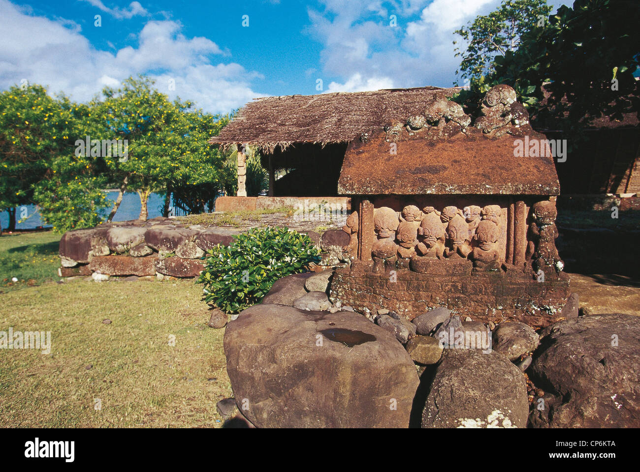 FRENCH POLYNESIA Marquesas Nuku Hiva Taiohae CEREMONIAL SITE OF TEMEHEA ...