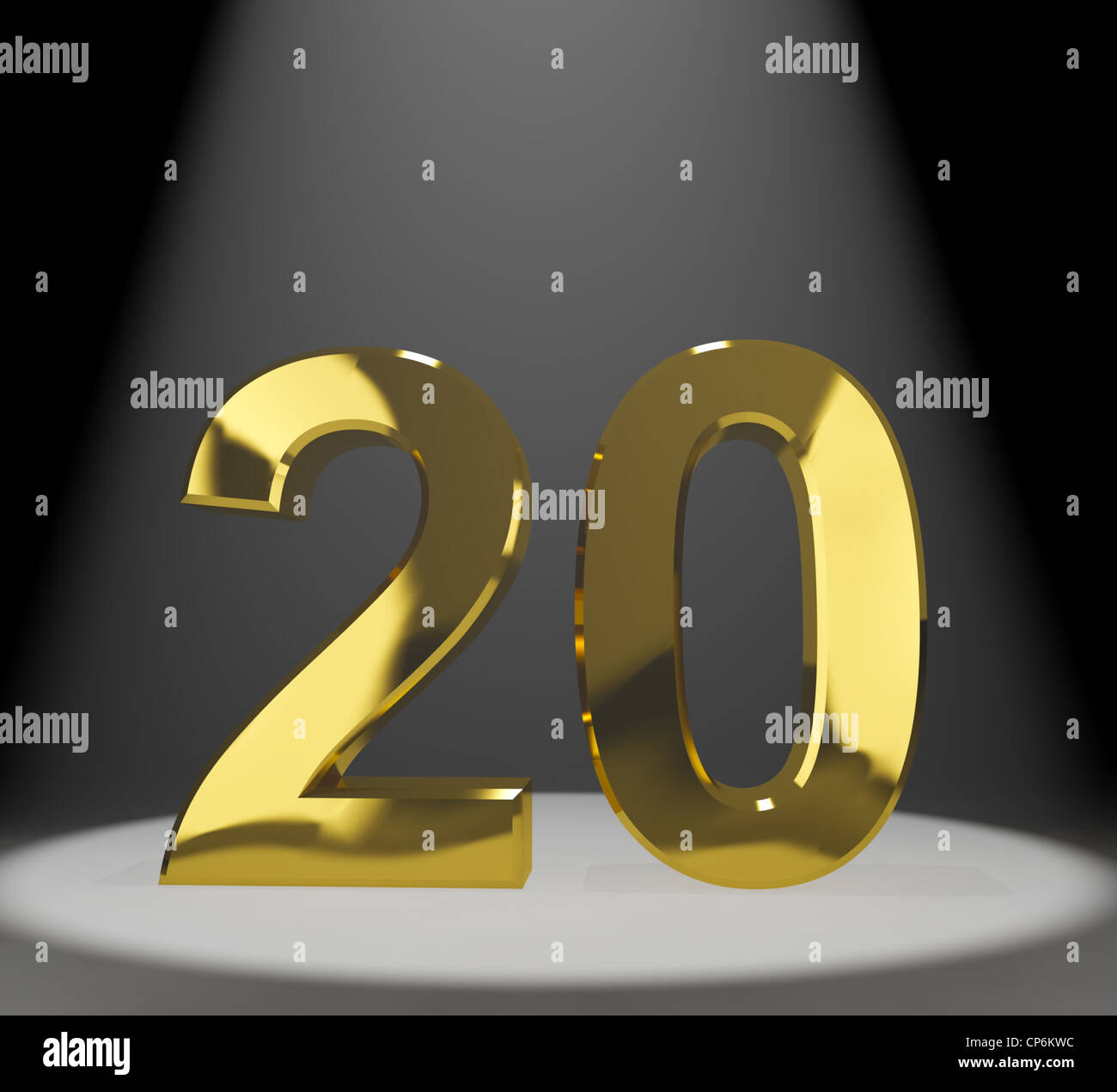 Gold 20th 3d Number Representing Anniversarys Or Birthdays Stock Photo ...
