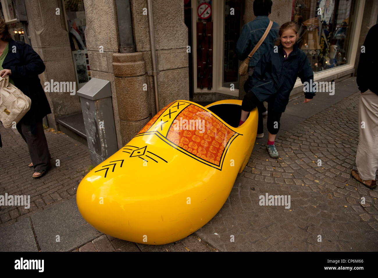 Huge yellow Dutch Clog Amsterdam Holland Netherlands Europe EU Stock ...