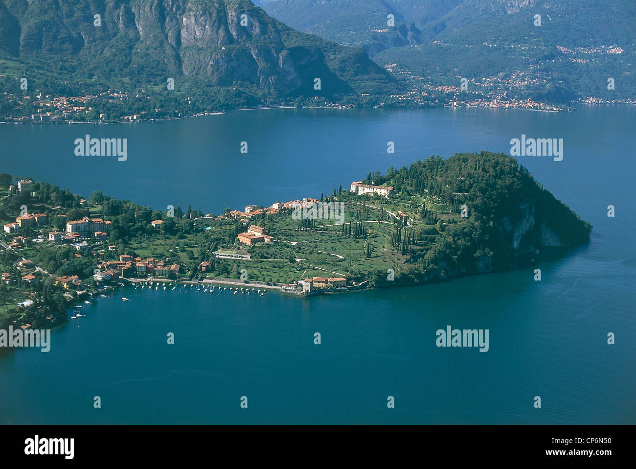Lombardy - Lake Como - Bellagio (Co), the promontory. Aerial View Stock ...