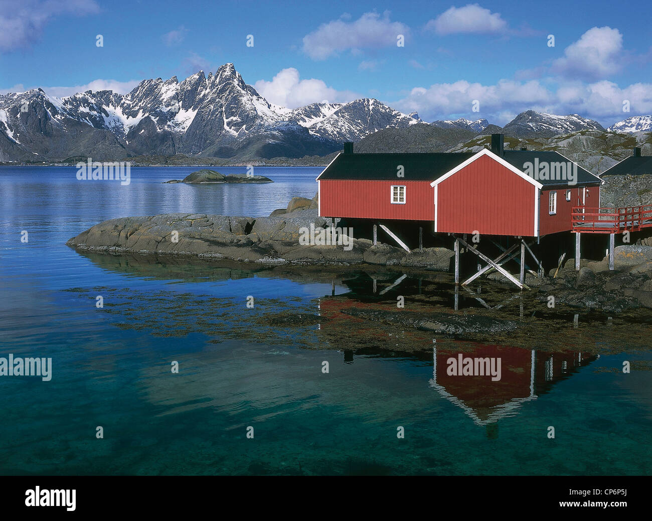 Norway Nordland Lofoten Islands Vestv?g?y Mortsund Fishermen houses ...