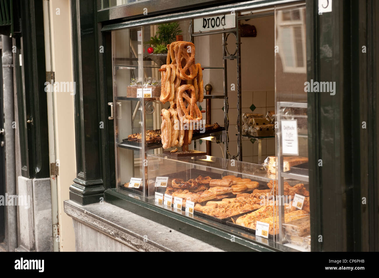 Traditional Pretzels in Bakery Window Delft Netherlands Holland Europe ...