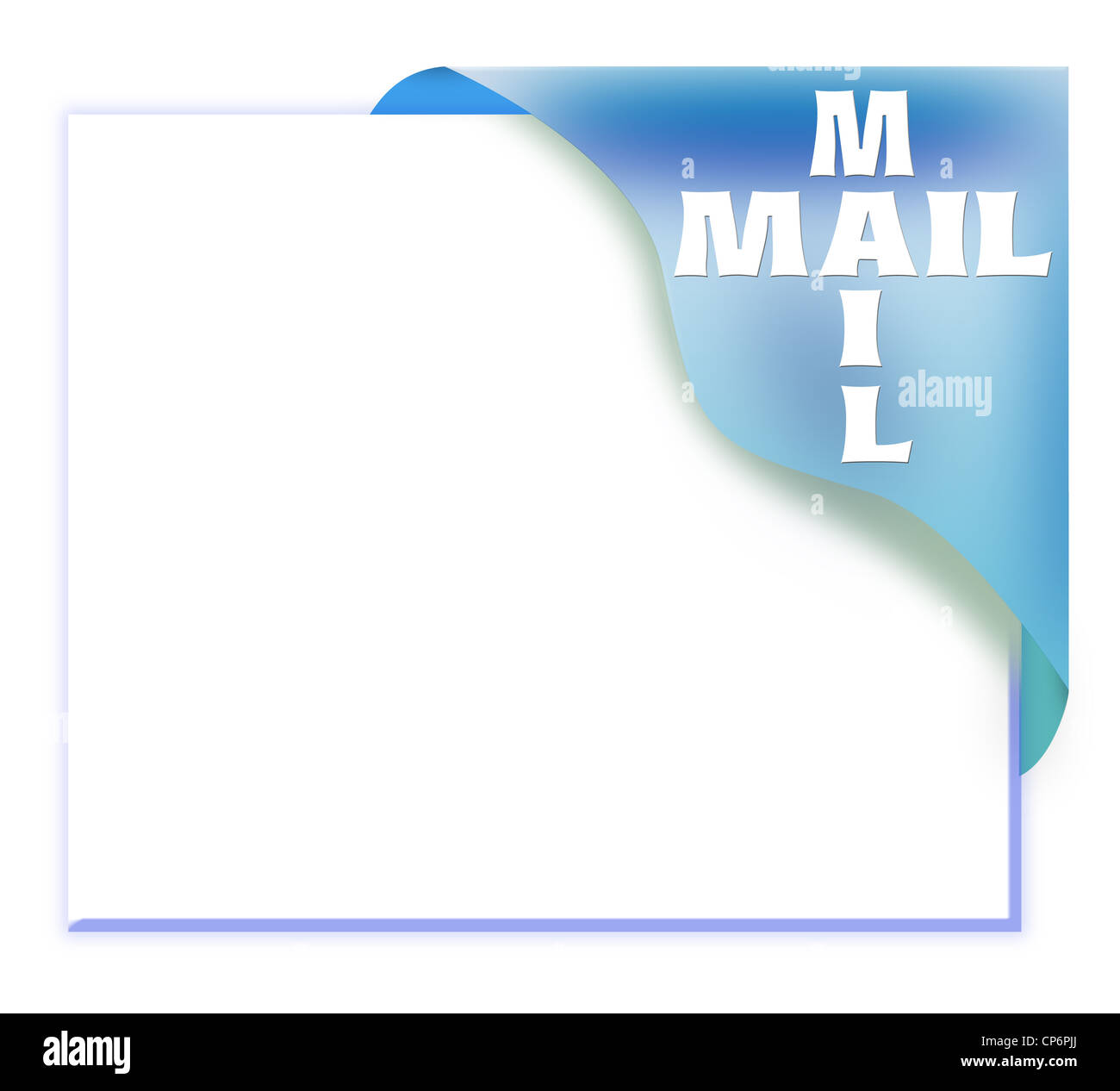 Blue corner ribbon with mail sign Stock Photo - Alamy