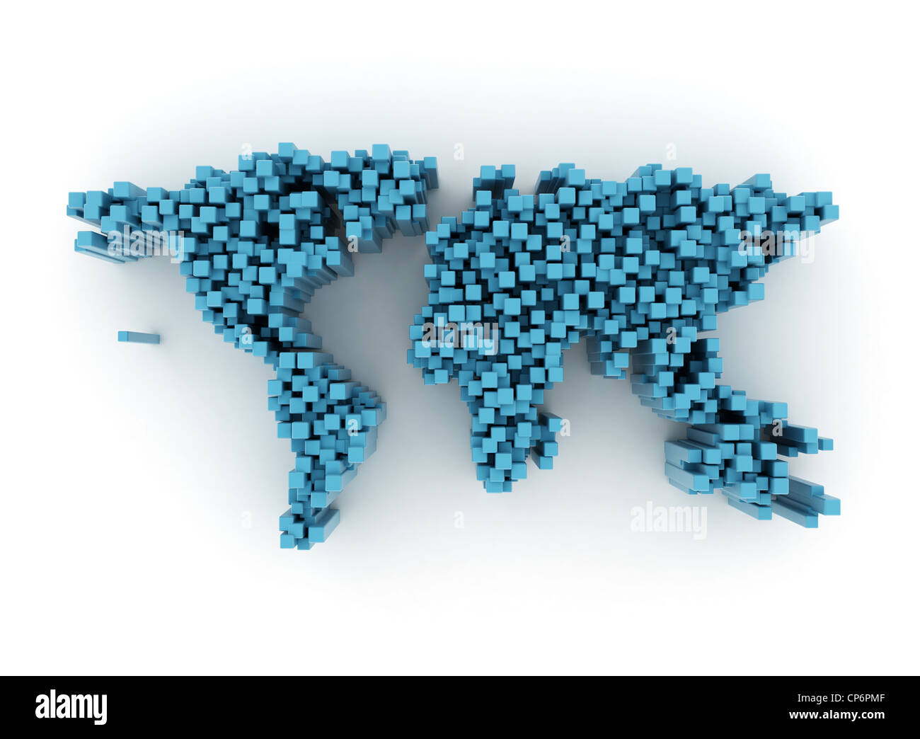 Abstract world map made of blue 3d blocks Stock Photo - Alamy