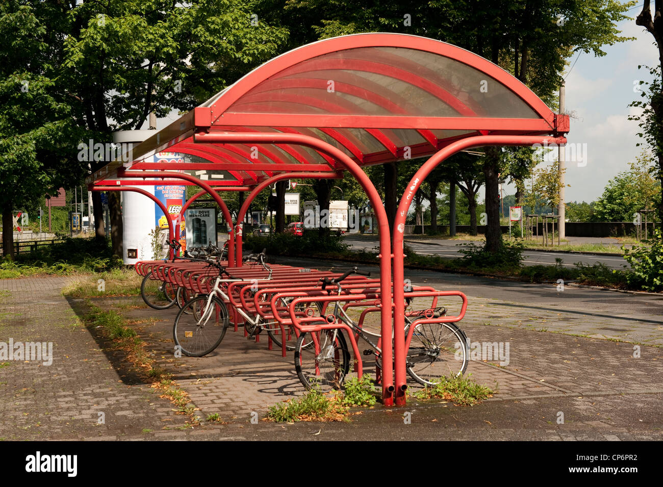 Commuter Bicycle Rack Storage Tram station Cologne Germany Europe EU ...